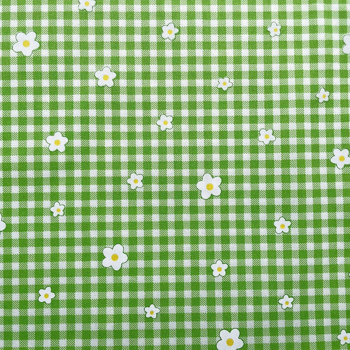 Spring Precut Fabric Squares 5x5, Green Daisy Charm Packs for Quilting 5 inch, 100% Cotton Fabric Squares for Patchworks and Sewing Crafts (42Pcs)