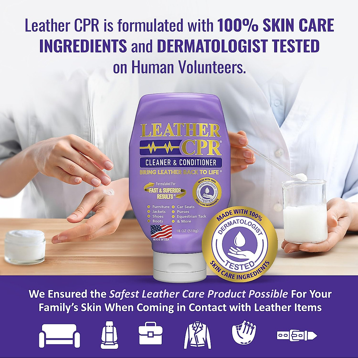 Leather CPR Cleaner & Conditioner 18oz - Best Leather Cleaner & Conditioner. Cleans, Conditions, Restores & Protects Leather Furniture, Handbags, Car Seats, Jackets, Boots, Shoes, Saddles, Tack & More