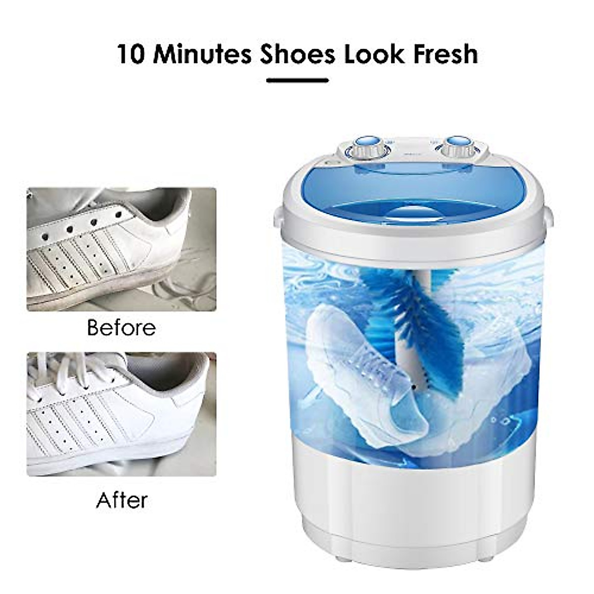 InLoveArts Portable Shoes Washing Machine, Mini Portable Washing Machine, Smart Lazy Automatic Shoes Washer, For Apartments Camping Dorms Business Trip College Rooms