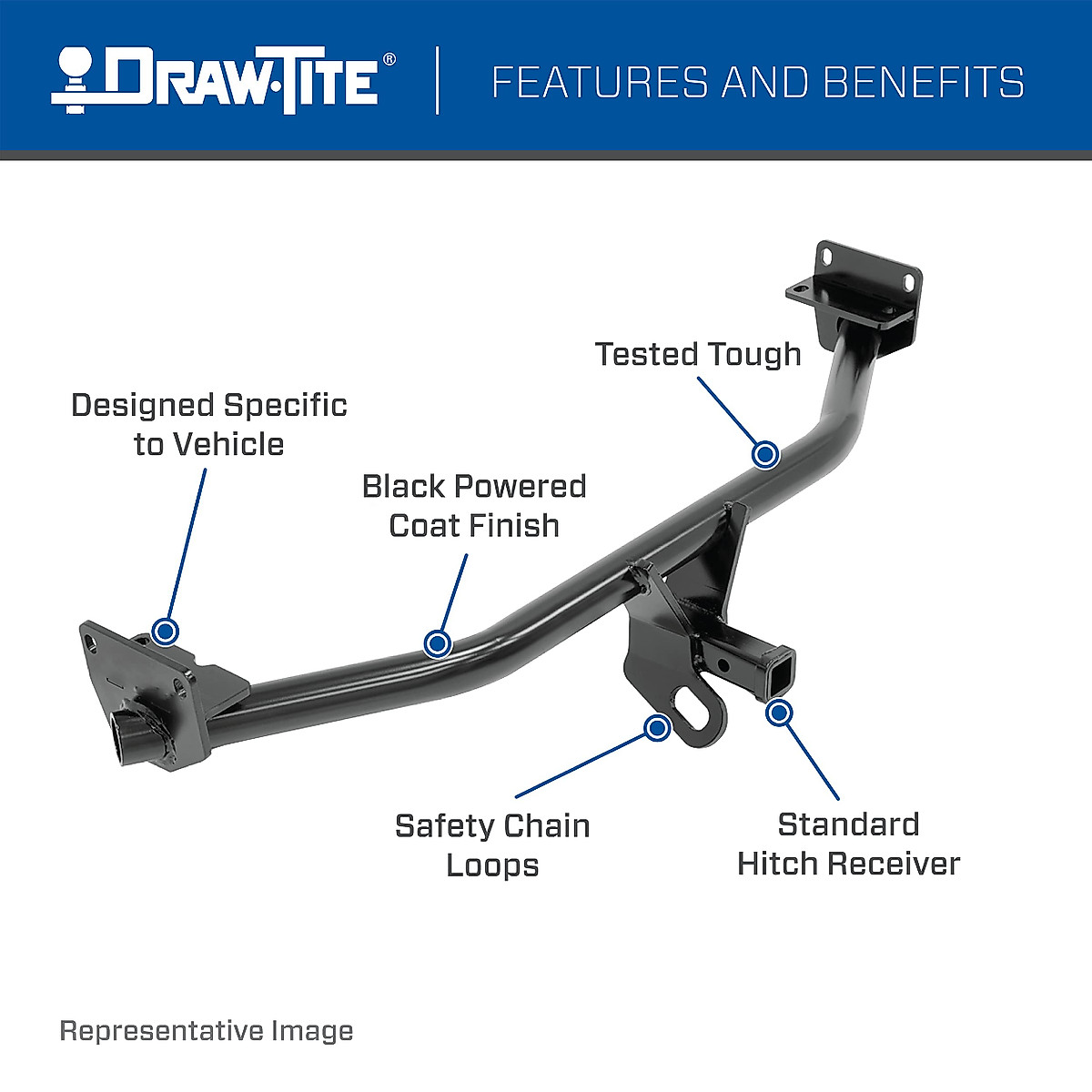 Draw-Tite 36408 Class II Frame Hitch with 1-1/4" Square Receiver Tube Opening , Black