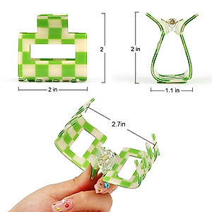 Airsky 6 Pack Checkered Hair Claw Clips, Square Medium Hair Clips, 2 x 2 x 1.1 in, One Size Fits All, Non-Slip Design for Women Girls Long Short Thin Hair