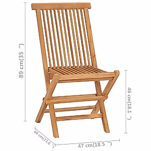 vidaXL Folding Patio Chairs Set of 2, Outdoor Wooden Seats for Garden Dining Capming Beach Deck, Stable Structure Easy to Store, Solid Teak Wood