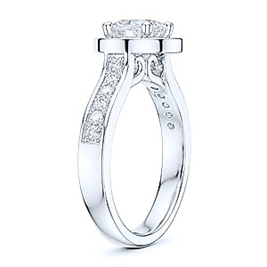 PRSTANI Sterling Silver 1CT Simulated Round Brilliant Cut Diamond Halo Promise Engagement Ring (7)