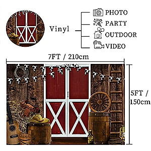 Vinyl 7x5ft Western Backdrop for Photography Photoshoot Supplies Farmhouse Barn Door West Cowboy Scene Photo Background Kids Western Birthday Party Decor Photo Booths