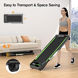 DAEYEGIM Treadmill Walking Pad Under Desk Electric Compact Space Folding Treadmill for Home Office with LED Touch Screen