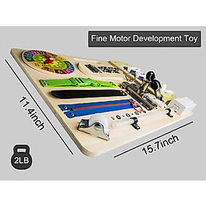 Danemort Montessori Wooden Busy Board for Toddlers 2-4, Educational Autism Sensory Toys Fidget Toy, Activity Toys Light Switch Toys for 1 2 3 Year Kids Boys & Girls (A)