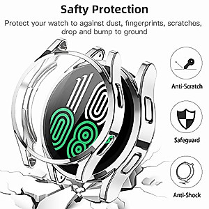 GEAK 3 Pack Compatible with Samsung Galaxy Watch 4 Screen Protector/Galaxy Watch 5 Case 40mm,Soft Flexible TPU Plated All-Around Cover Case for Samsung Watch 5/4 Smart Watch 40mm Black/Clear/Rose Gold