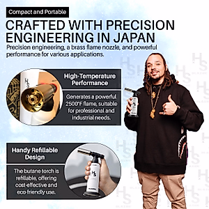 Higher Standards Big Shot Torch - Adjustable Flame Butane Kitchen Torch, Ideal for Cooking, Baking, Creme Brulee, Searing & DIY Projects