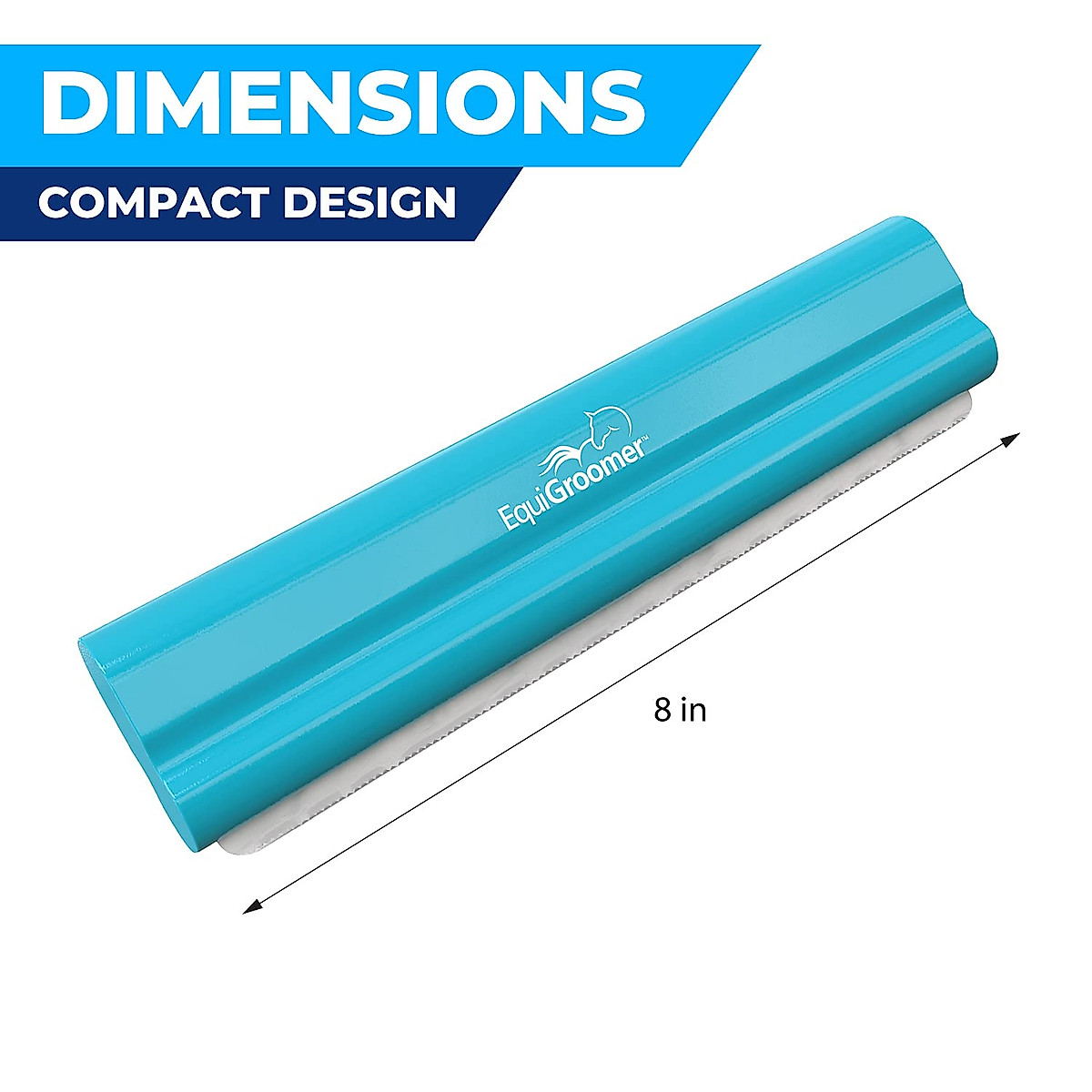 EquiGroomer Deshedding Brush, 8-Inch for Horses and Large Pets, Turquoise, Removes Loose Dirt, Hair, and Fur, Professional Undercoat Grooming Tool