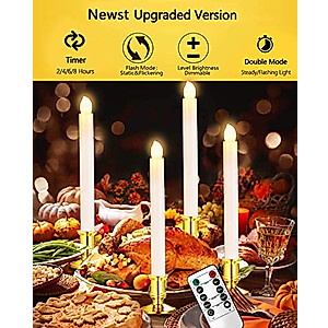 YAUNGEL Window Candles, 8 Pack LED Battery Operated Christmas Candles for Windows with Remote Timer Electric Candle Lights with Removable Candle Holders Suction Cups for Christmas Decorations…