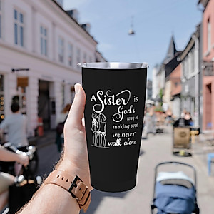 Yipaidel A Sister is God's Way of Making Sure 20 OZ Vacuum Insulated Tumblers Lids Mug, Mothers Day Christmas Birthday Gifts Mug for Grandma Mom Mama Grandmother Aunt Women, Gifts From Daughter