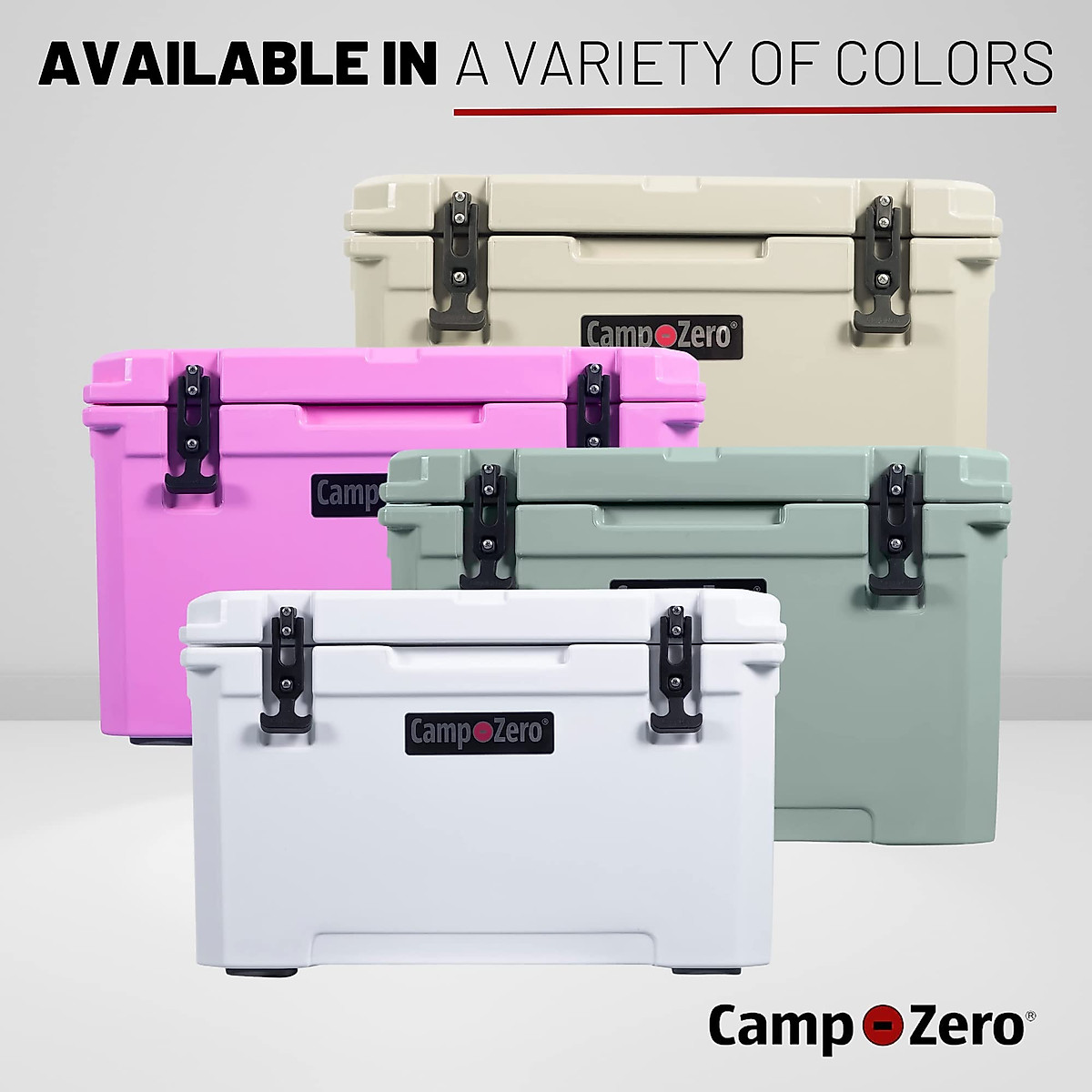 CAMP-ZERO 40L-42 Quart Hard Cooler Ice Chest, Perfect for Drinks, Beach, Picnics, Boating, Hunting, Camping and Travel with 4 Molded-in Cup Holders and Comfort Grip Handles