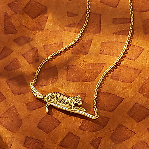 Ross-Simons 0.10 ct. t.w. White Topaz and Black Enamel Tiger Bar Necklace With Ruby Accents in 18kt Gold Over Sterling. 18 inches