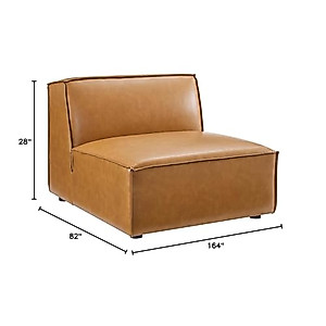 Modway Restore Vegan Leather Sectional Sofa, 82 x 164 x 28, Tan
