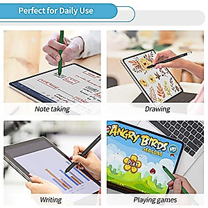 StylusHome Stylus for Touch Screens (2 Pcs), High Sensitivity 2 in 1 Fiber Tips Pen with 8 Extra Replaceable Tips, Stylus for iPad iPhone Tablets Samsung All Universal Touch Screen (Black & Green)