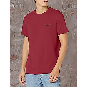 Nautica Men's Short Sleeve Crew Neck T-Shirt, Barolo solid, Large