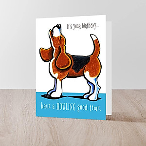 CafePress Beagle Howling Funny Birthday Greeting Cards Folded Greeting Card Matte