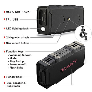 BIRDIE79 – Portable Golf Cart Speaker, Magnetic Bluetooth Speakers 36 Hour Playtime. Rugged Outdoor Speaker for Waterproof, & Shockproof. 30W Loud & Clear Stereo Sound,