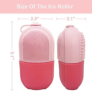Reusable Cube Silicone Mold Ice Roller With Brush For Face Cold Therapy Facial Massage Roller (Pink)