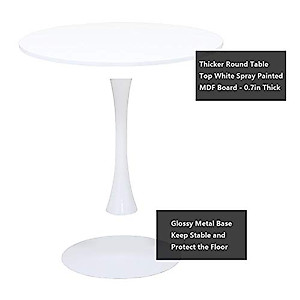 WENYU Round White Dining Table - Modern Dining Table Pedestal Dining Table for Small Space End Table Leisure Coffee Table Office Kitchen Table Dining Room Table, 31.5 Diameter