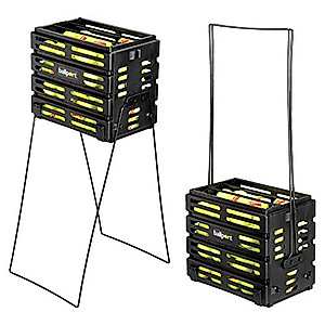 Tourna Ballport Tennis Ball Hopper Holds 80 Balls Durable and Lightweight – Black