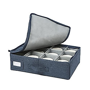 Sattiyrch Cup and Mug Storage Box, Holds 12 Coffee Mugs and Tea Cups, Fully-Padded Inside with Sturdy Dividers