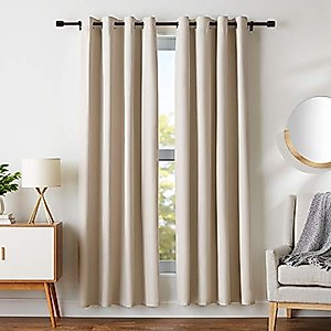 Amazon Basics Room Darkening Blackout Window Curtain with Grommets, 52 x 84 Inches, Beige - Set of 2