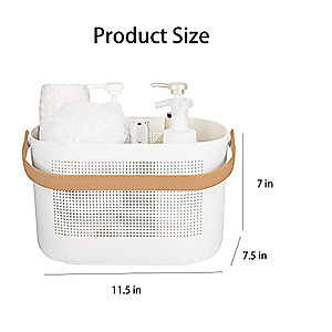 UUJOLY Plastic Storage Baskets with Handles, Shower Caddy Shelf Organizers Basket for Bathroom, Kitchen, Dorm Room, Yellow