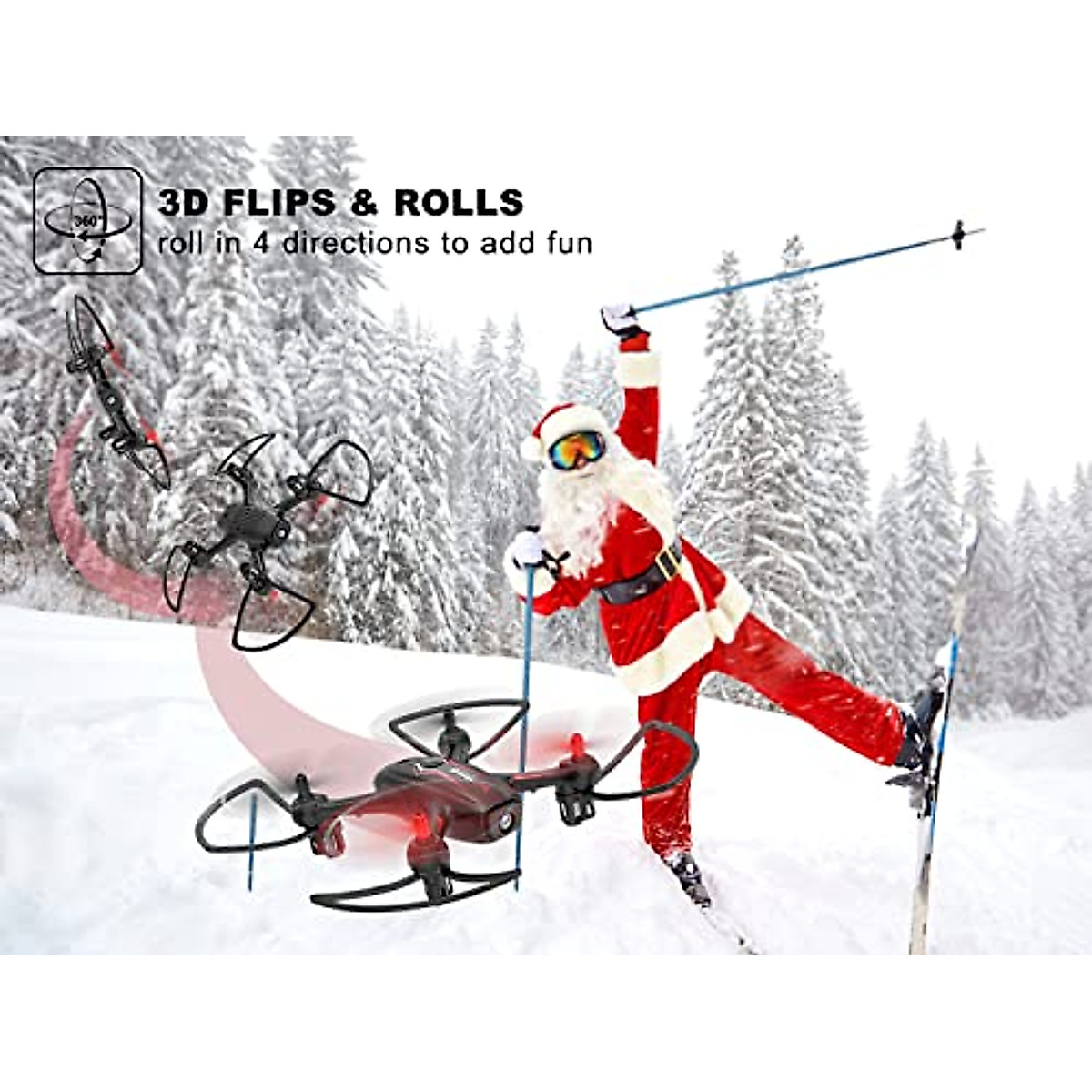 NEHEME NH530 Drones with Camera for Adults Kids, FPV Drone with 1080P HD Camera, RC Quadcopter for Beginners with Gravity Sensor, Headless Mode, One Key Return/Take Off/Landing, Drone with 2 Batteries