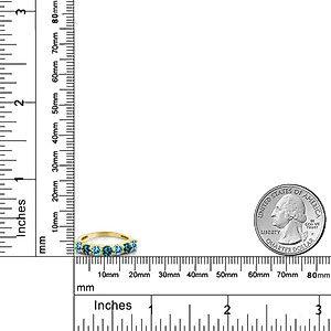 Gem Stone King 18K Yellow Gold Plated Silver Swiss Blue Topaz and London Blue Topaz Anniversary Ring For Women (1.40 Cttw, Gemstone Birthstone, Available in size 5, 6, 7, 8, 9)