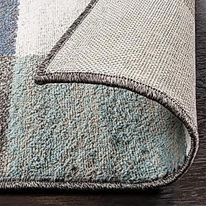 Superior Indoor Area Rug, Neutral Modern Geometric Home Decor For Living Room, Dining, Kitchen, Bedroom, Office, Nursery, Woven Rugs, Jute Backing, Rockaway Collection, 9' x 12', Majolica Blue