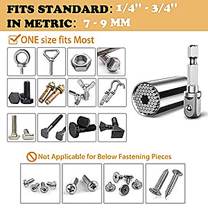 Universal Socket, Christmas Gifts, Self-adjusting Socket 1/4'' - 3/4'' 7mm-19mm, Adapter Socket for Wrench Ratchet & Power Drill, Super Grip Socket, Christmas Stocking Stuffers Tools Gifts for Men Dad