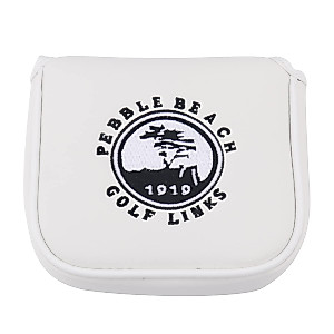 HISTAR Magnetic Closure Golf Square Mallet Shaped Putter Cover (White, Faux Leather) for Scotty Cameron, Universal Fit