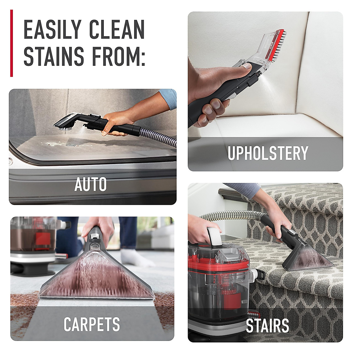 Hoover CleanSlate Pet Portable Carpet + Upholstery Spot Cleaner Machine, Powerful Suction with Versatile Tools, Pet Stain Remover, Car and Auto Detailer, Pair with Hoover Carpet Cleaner Solution