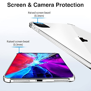 AICase for iPad Pro 12.9 inch 2021 (5th Gen) Clear Shock Absorbing Flexible TPU Protective Cover Transparent Slim Compatible with Pencil for iPad Pro 12.9 2021/2020