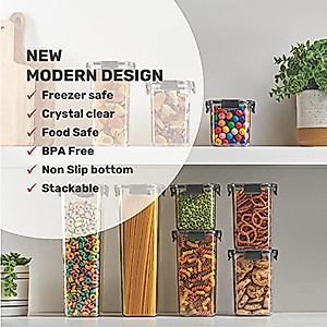 Air Tight Containers For Food - Clear Airtight Food Storage Containers For Pantry Organization And Storage - 7 PC - Snack, Spaghetti Container Storage - Kitchen Canisters With Lids, Labels And Marker