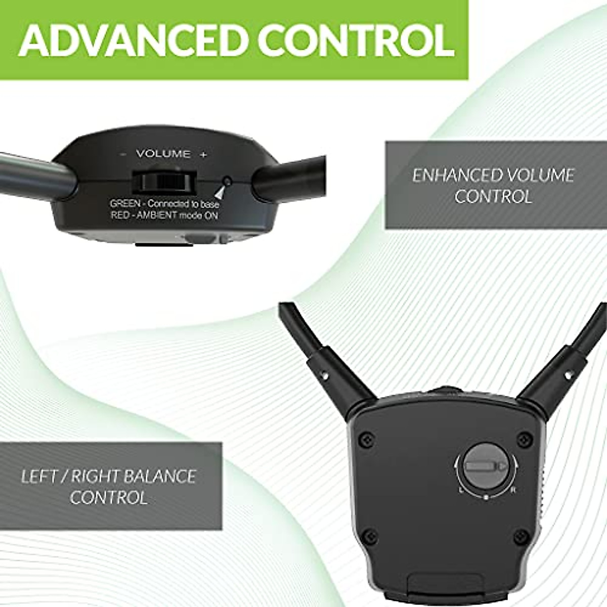 Avantree HT381 - Wireless TV Earbuds Headphones for Seniors and Hard of Hearing, Voice Clarification, L/R Balance Volume Control, Ambient Mode, Connect Both Digital & Analog Televisions