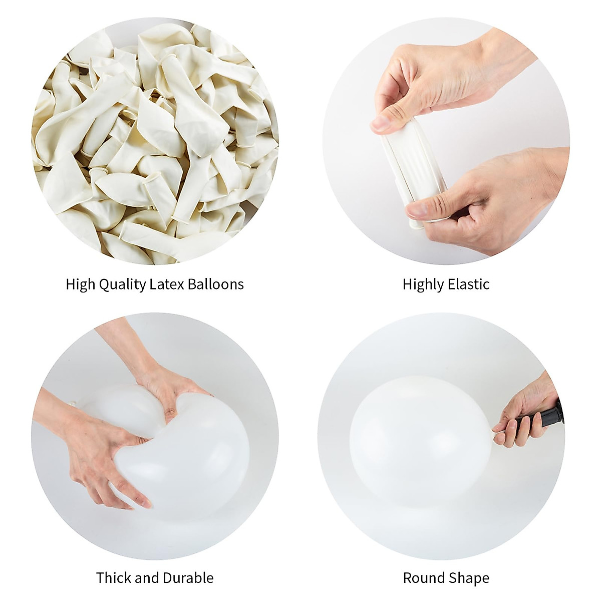 110pcs White Balloons, 12inch White Latex Balloons, Helium Quality for Birthday Anniversary Bachelorette Party Decorations (With 2 White Ribbons)