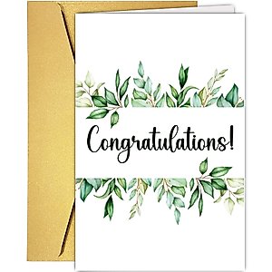 Supoeguk Leaf Graduation Card for Him Her, Floral Congratulations Card for New Graduate, Grad Card, New Job Card, Well Done Card