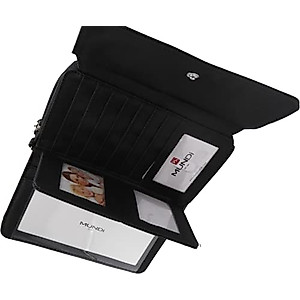 MUNDI Women's Faux Leather MY BIG FAT WALLET Flap RFID Clutch Ladies ib103x (Black)