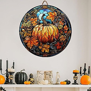 V VIBEPY 2D Flat All Over Printed, Pumpkin Wooden Sign, Fall Sign, Autumn Sign, Pumpkin Sign For Fall Decor, 8",12",18" Wood Sign, Autumn Decor, Fall Decorations (CSWS-EPHG-51197001)