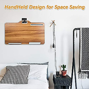 Laptop Bed Tray Table, Kavalan Portable Standing Desk, Foldable Laptop Bed Stand w/Top Handle, Storage Drawer & Phone/Pen Slot, Lap Desk for Working, Eating, Reading on Bed, Sofa & Couch, Walnut Wood