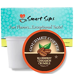 Smart Sips Coffee, Blueberry Cinnamon Crumble Coffee, Medium Roast, Gourmet Flavored Coffee Single Serve Pods for Keurig K-Cup Brewers, 24 Count