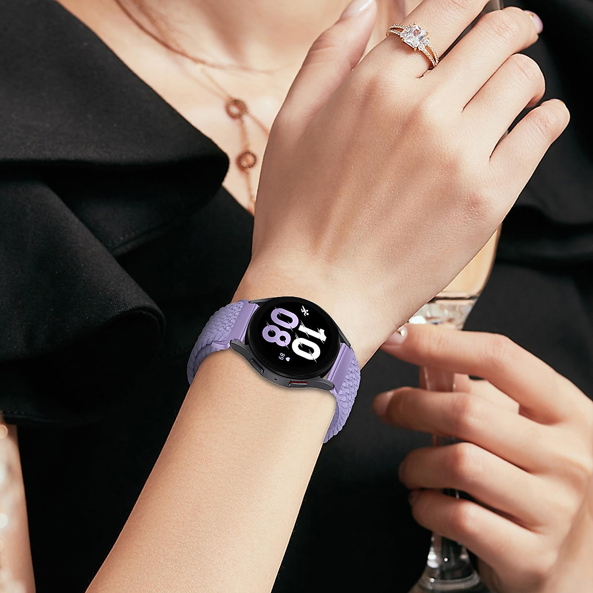 BlackPro 20mm Watch Band for Women and Men, Adjustable Braided Sport Loop with New Upgraded Magnetic Buckle, 20mm Quick Release Watch Band Stretchy Nylon Solo Loop Breathable Replacement Straps