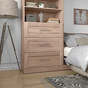 Bestar 3 Drawer Set for Pur Shelving Unit in Rustic Brown