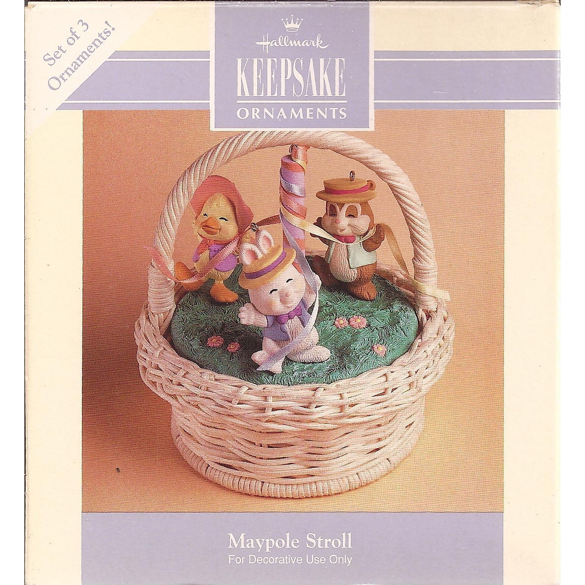 Hallmark Keepsake Easter Ornament Decoration Set of 3 Maypole Stroll 1993