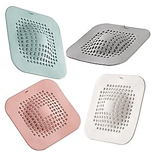 Shower Hair Drain Cover, Convex Catchers for Kitchen Hair Stopper with Suction Cup 4 Pack , Easy to Install Suit for Bathroom,Bathtub,Kitchen