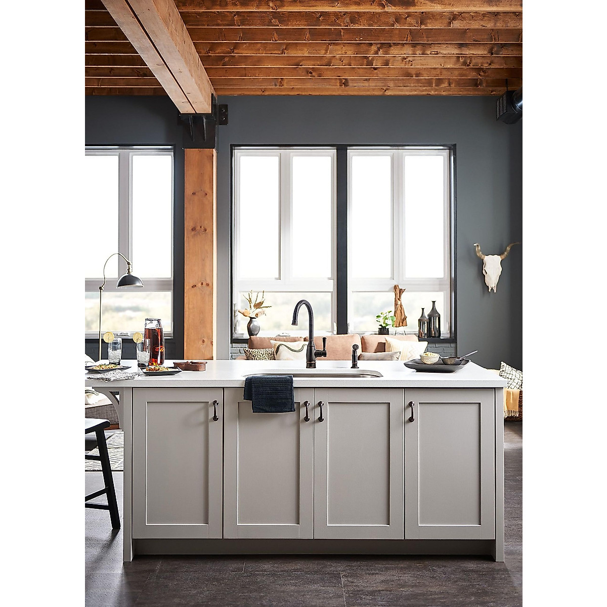 Moen Noell Mediterranean Bronze Traditional Single-Handle Standard Kitchen Faucet with Side Sprayer, 87506BRB