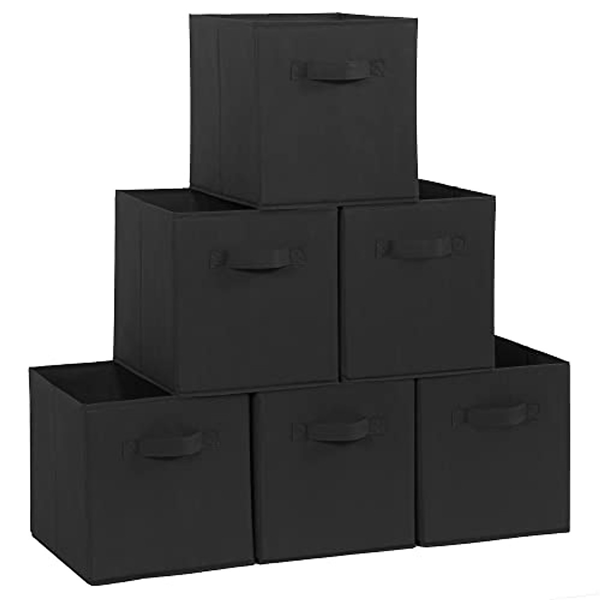 STORAGE MANIAC Storage Cubes, 11 Inch Collapsible Storage Bins with Handles, 6 Pack Fabric Foldable Bins for Organization, Durable Storage Bins for Closet, Shelves, Offices, Toys, Black