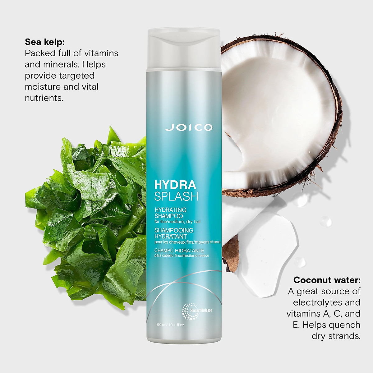 Joico HydraSplash Hydrating Shampoo | For Fine, Medium, Dry Hair | Replenish Moisture | Add Hydration & Softness | With Sea Kelp & Coconut Water | 10.1 Fl Oz